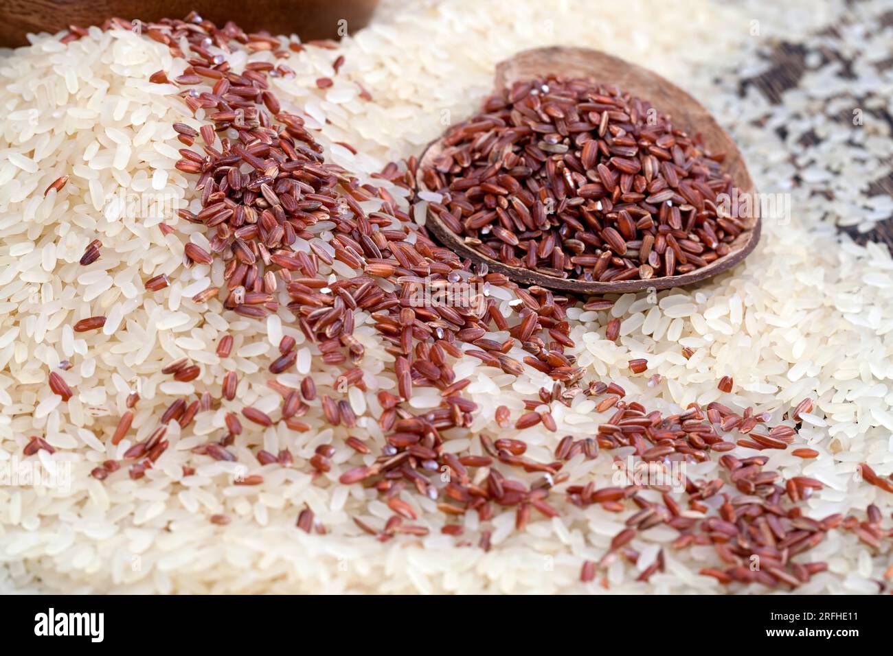 mixed rice of several types before cooking, mixed steamed rice and ...