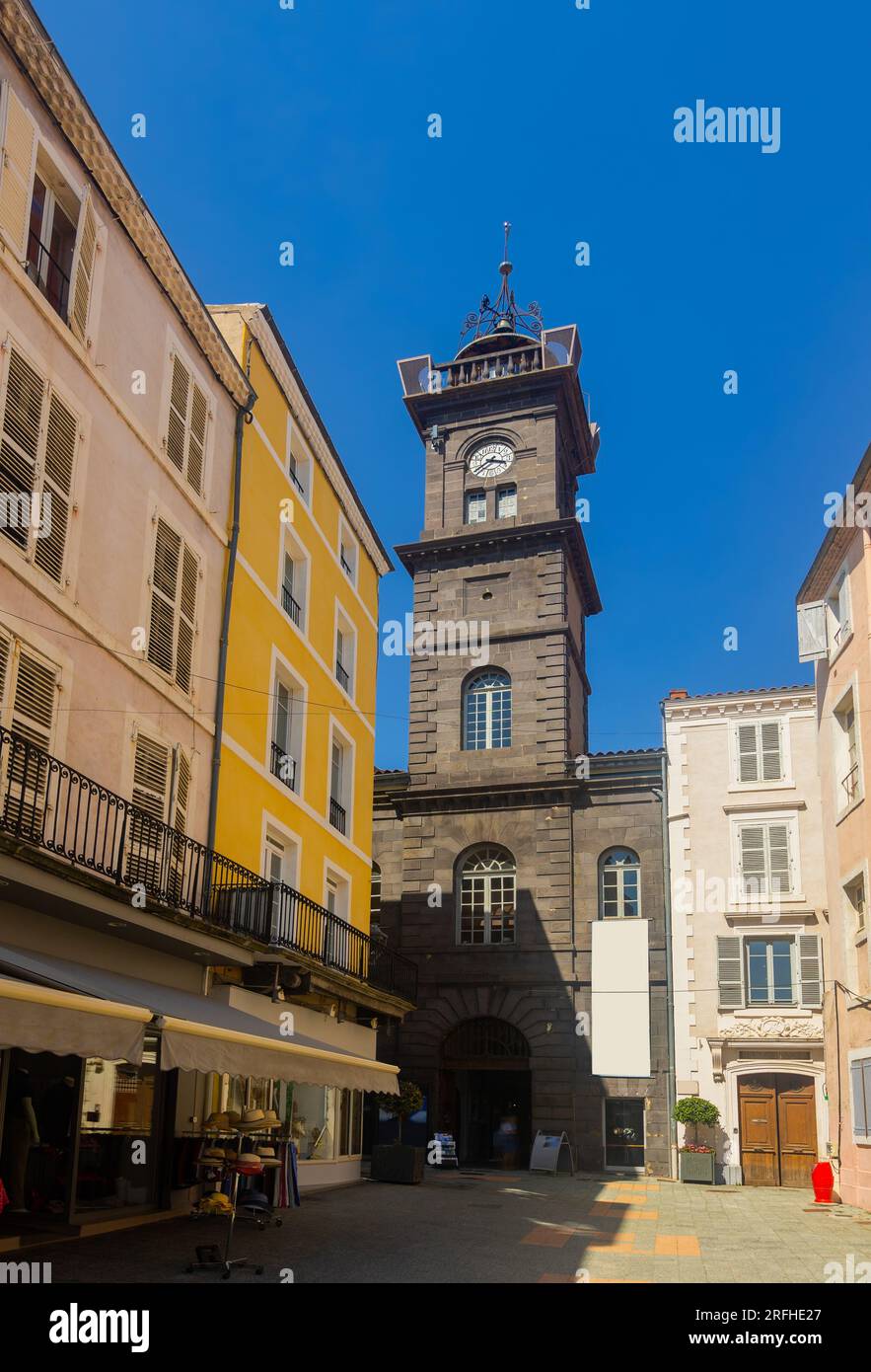 Exterior view of Clock Tower of Issoire, France Stock Photo - Alamy