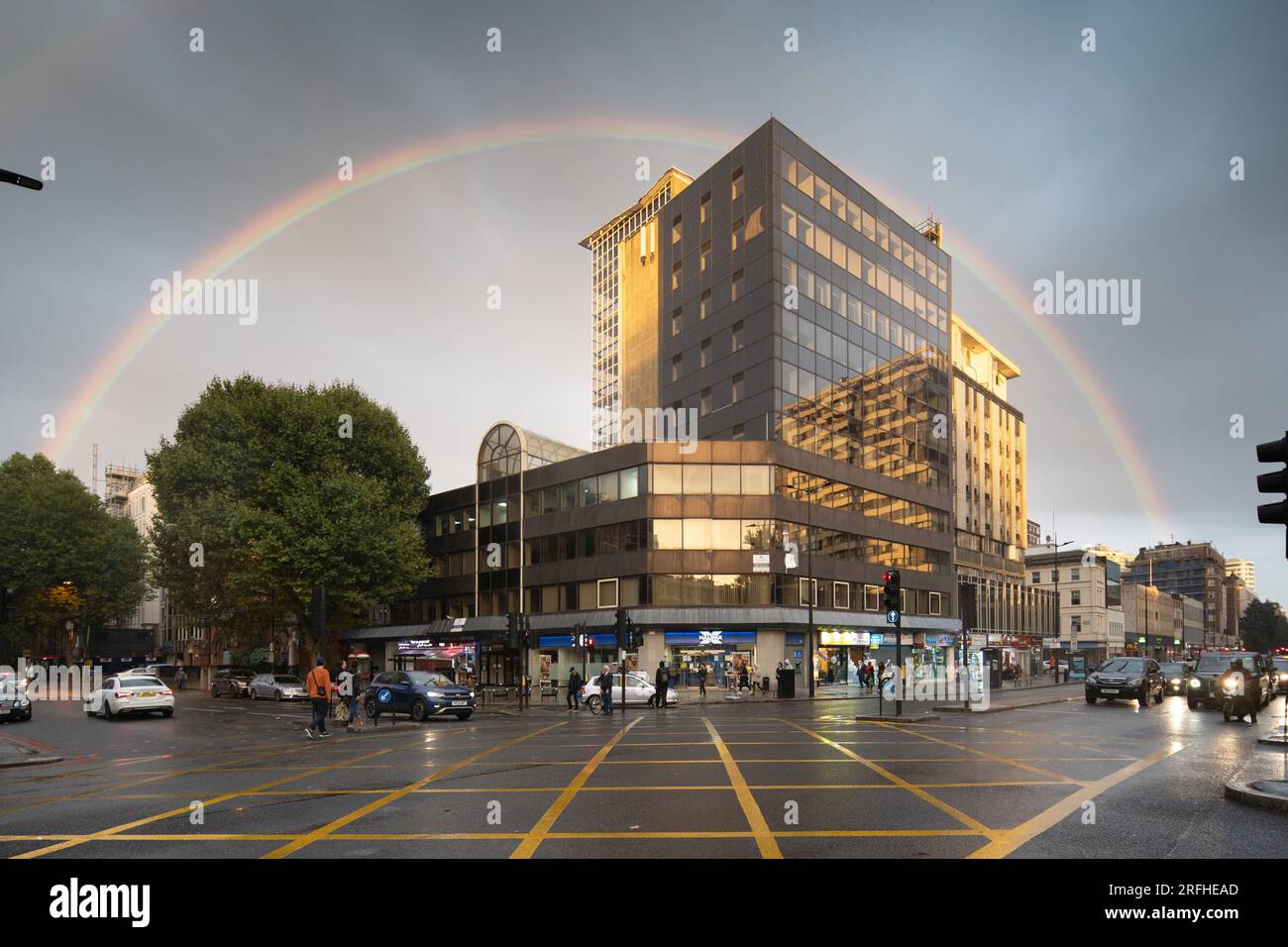 Rainbow over a building on Edgware road Stock Photo - Alamy