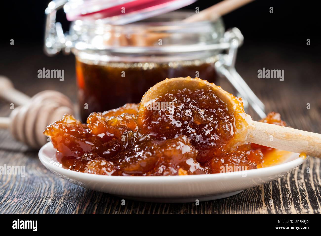 honey from long storage turned from liquid to solid, crystallized and ...