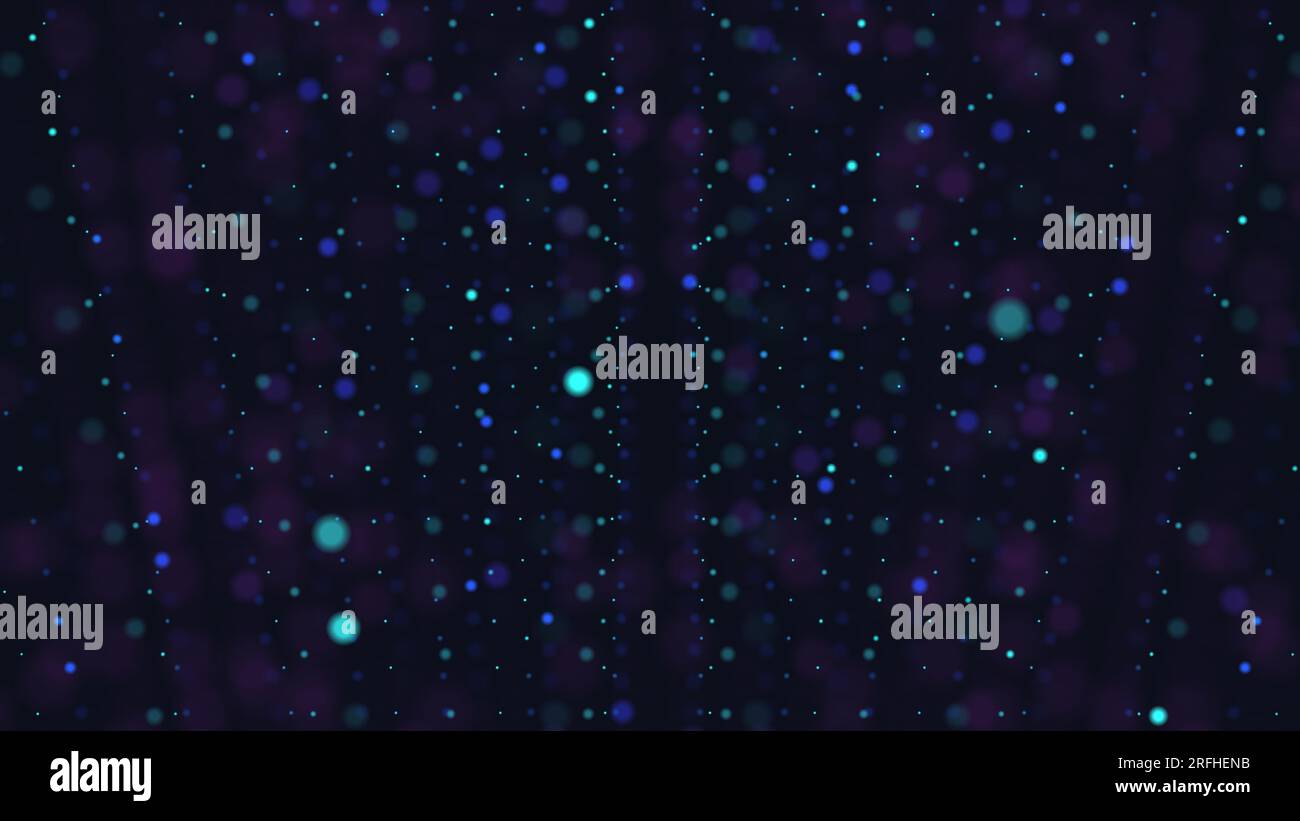 Futuristic infinity space background, violet and blue points ...