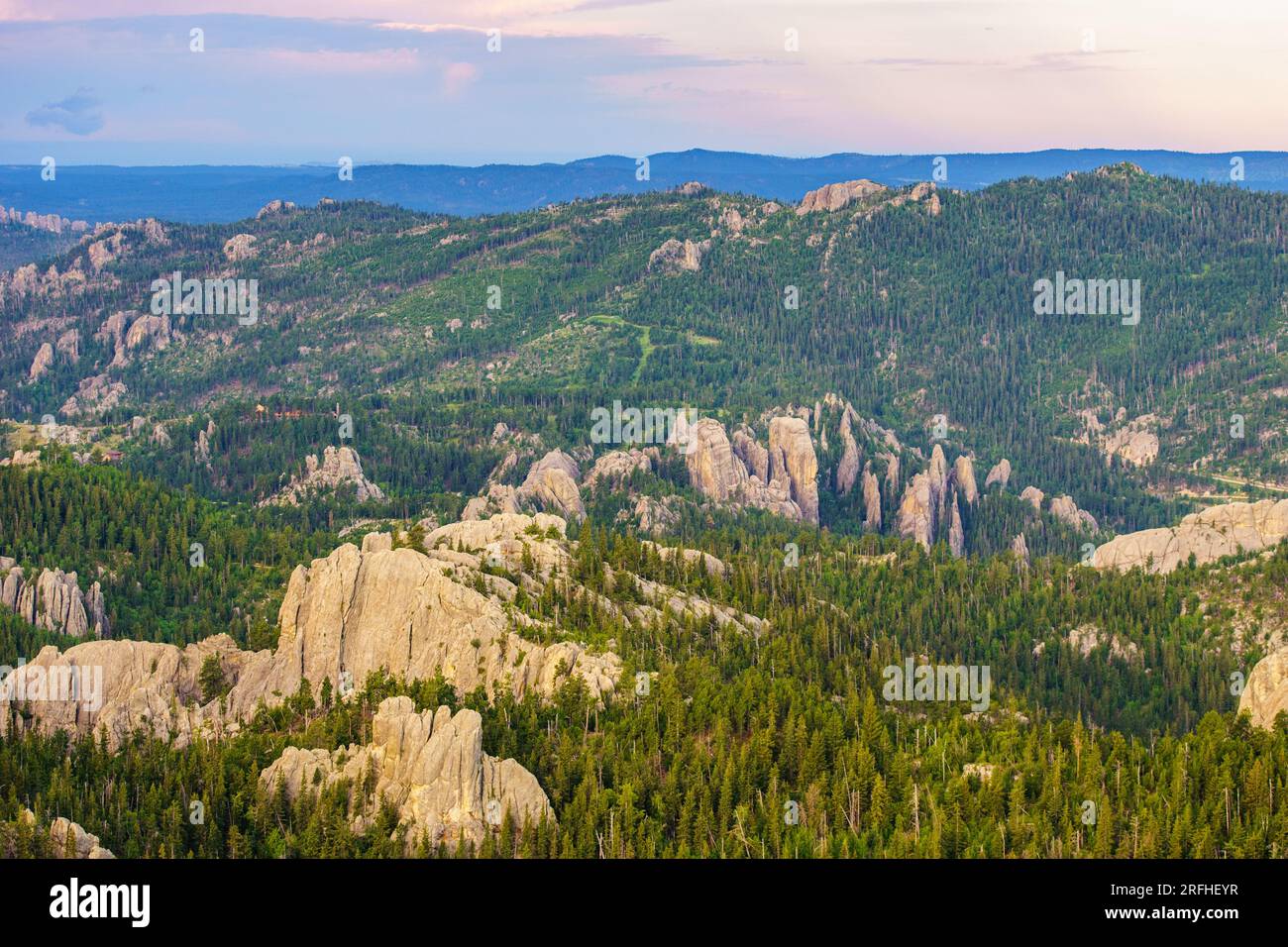 Black Hills South Dakota, Cathedral Spires, Sunrise, Alpenglow. View ...