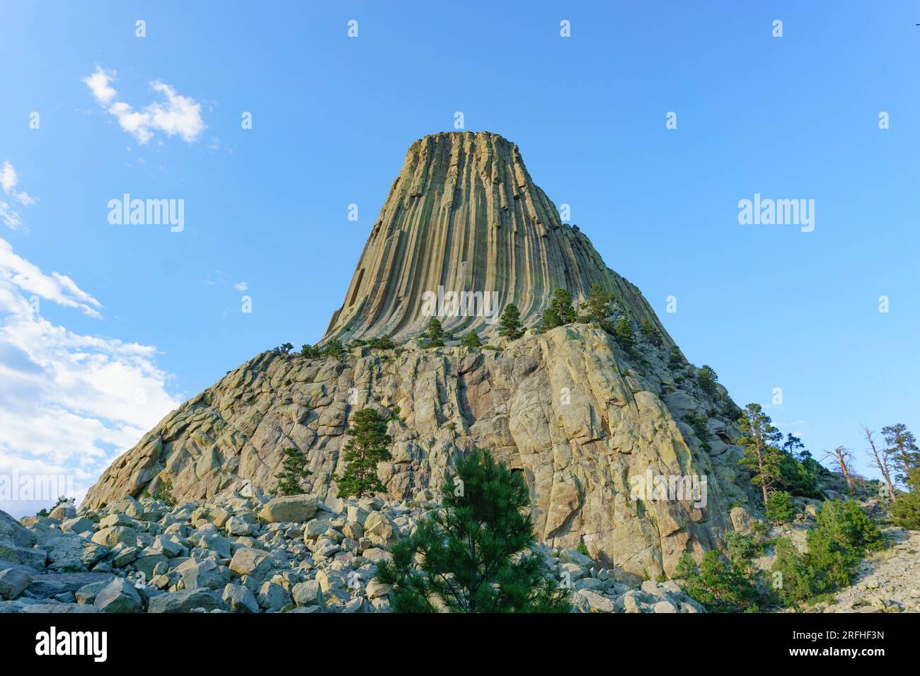 Devils Tower National Monument, Wyoming, Black hills, blue sky, from a ...