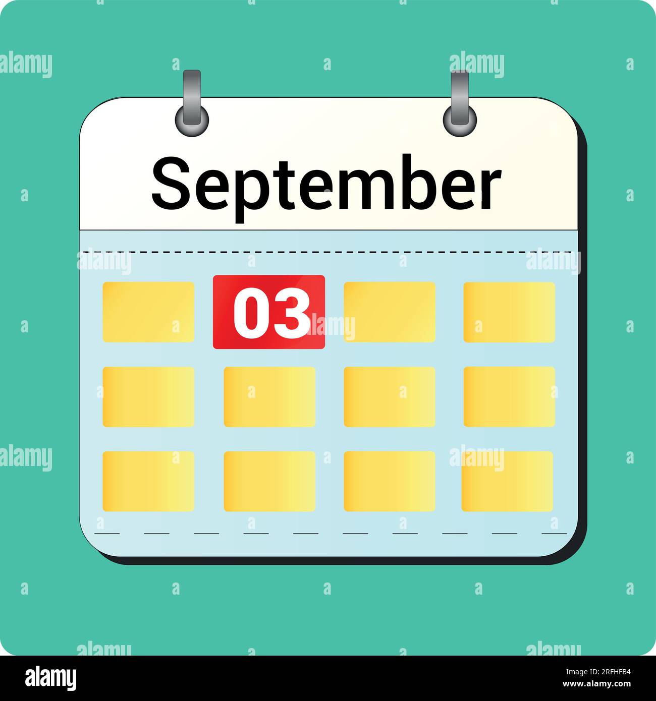 calendar vector drawing, date September 03 on the page Stock Vector ...