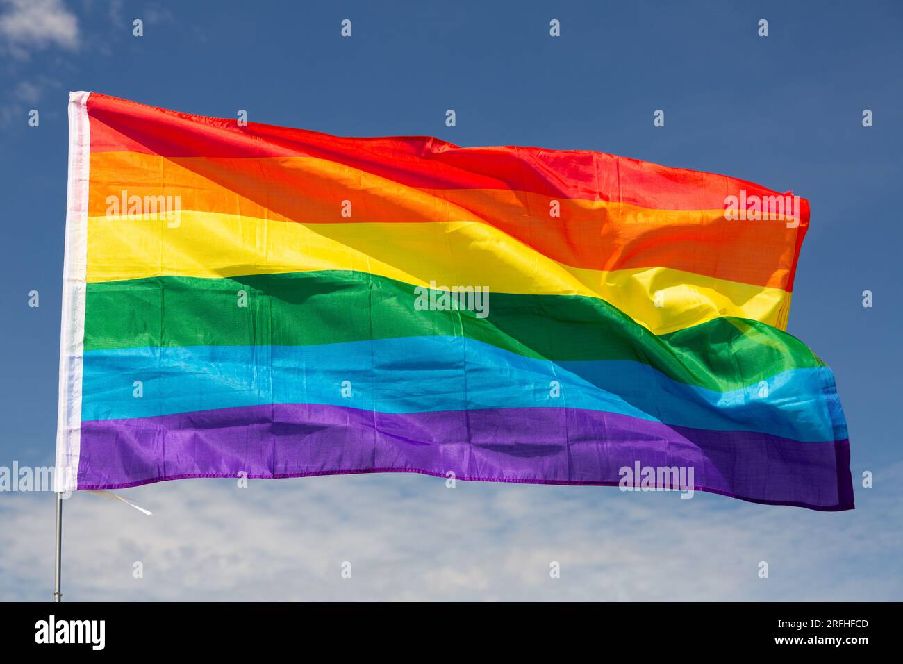 Close up rainbow flag waving hi-res stock photography and images - Alamy
