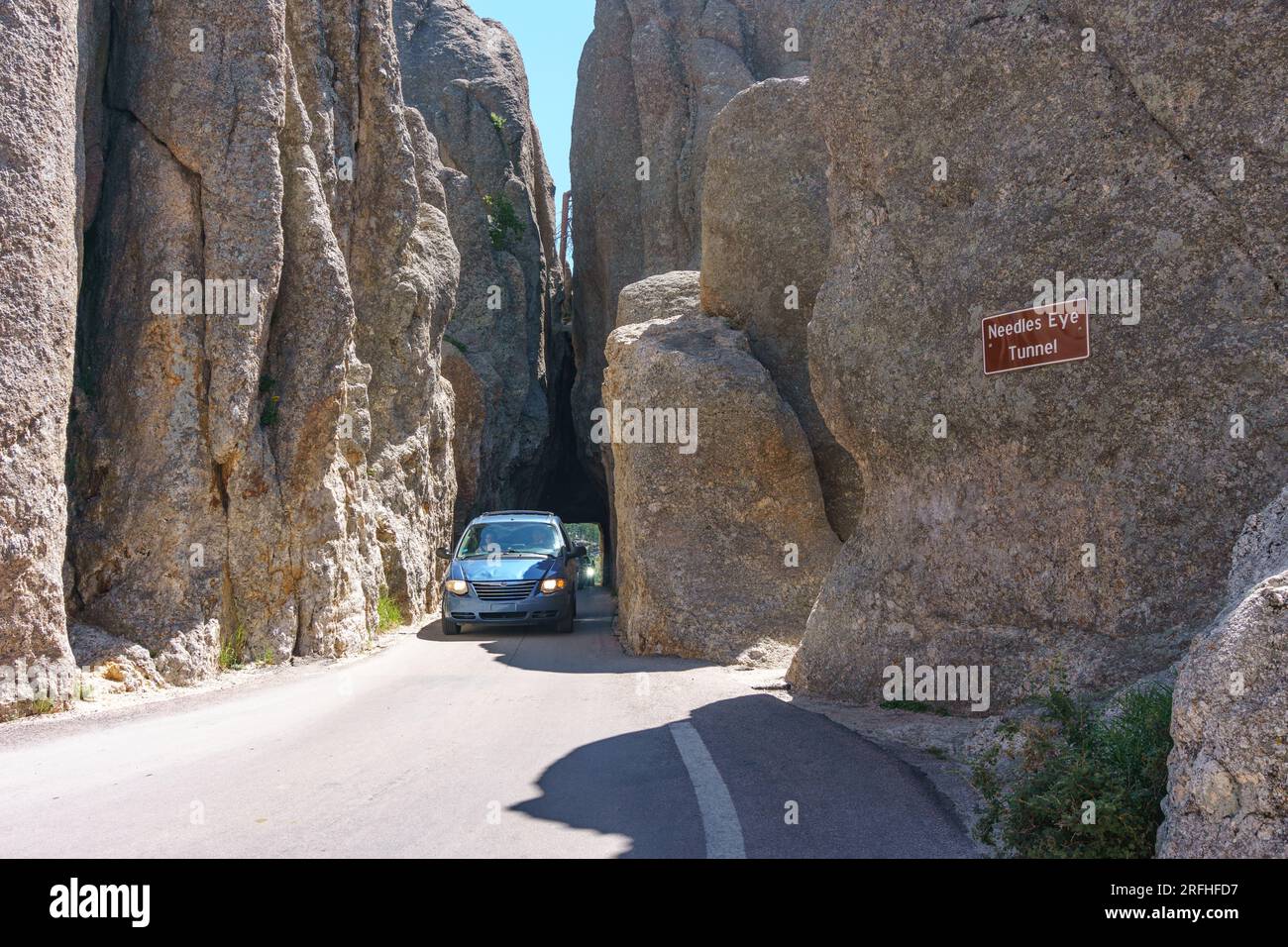 Jeep Truck going through tunnel in Needles Highway, Black Hills, South ...