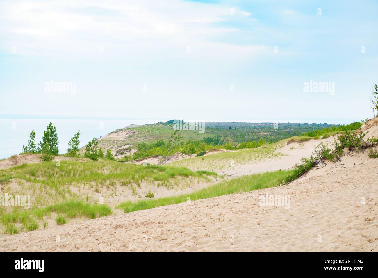 Michigan, Sleeping Bear Dunes National Lakeshore, overlooking Lake ...