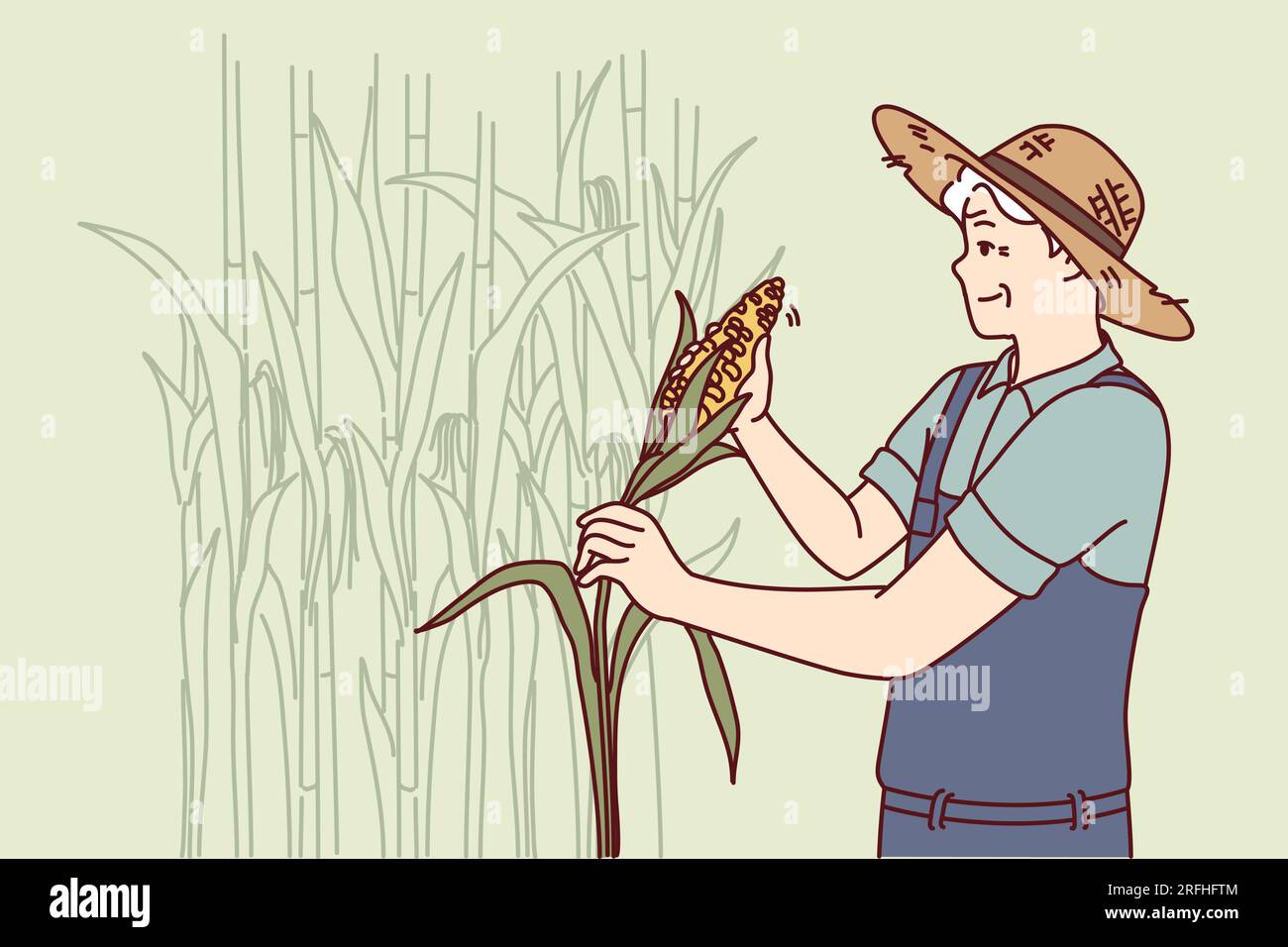 Farmer standing in his cornfield Stock Vector Images - Alamy