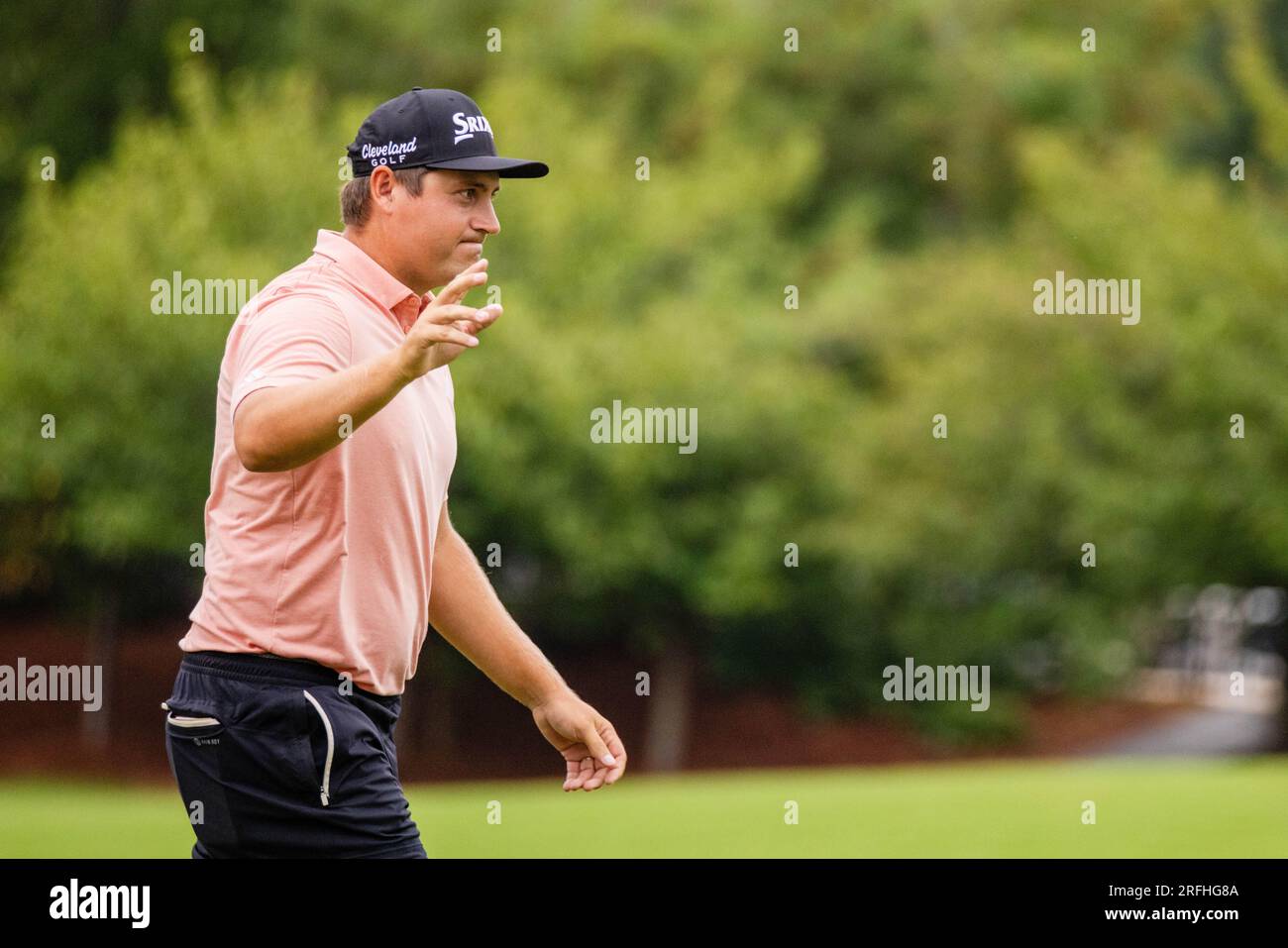 August 3, 2023: Andrew Novak waves to the crowd after chipping in for ...