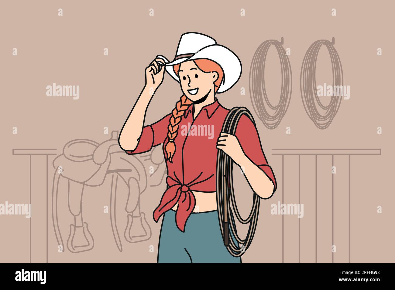 Female bronco rider Stock Vector Images - Alamy