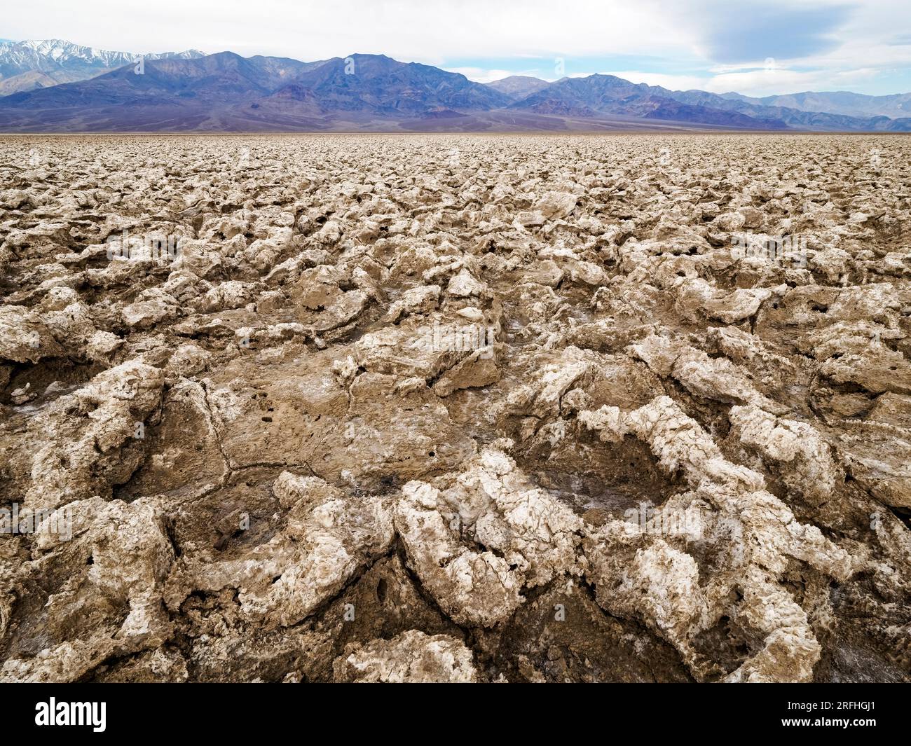 The Devil's Golf Course, a large salt pan filled with halite salt ...