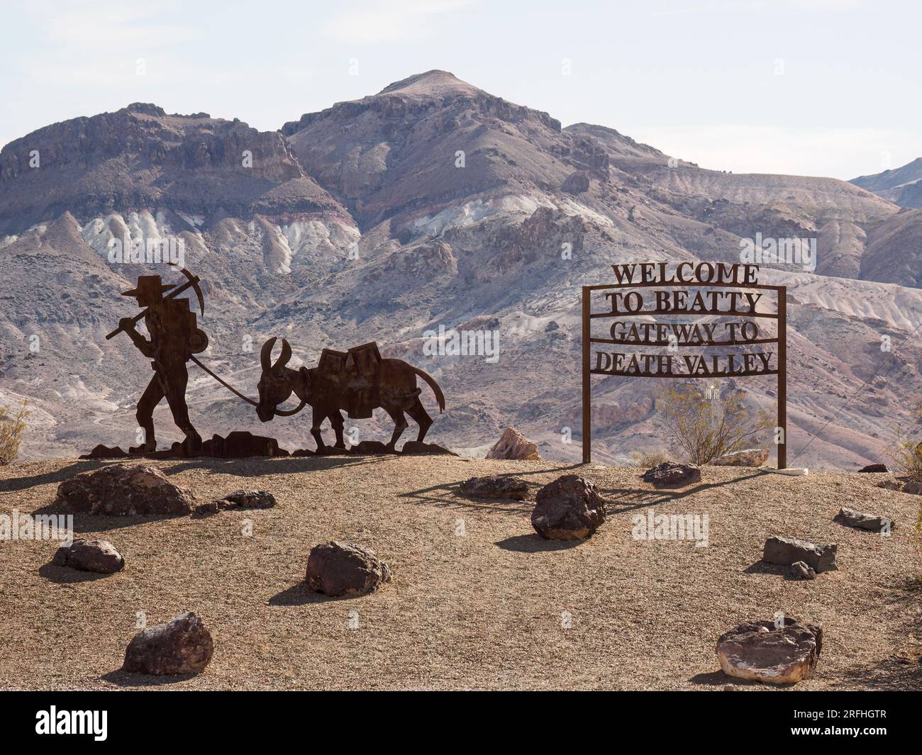 A sign welcoming travelers to Beatty, gateway to Death Valley near ...