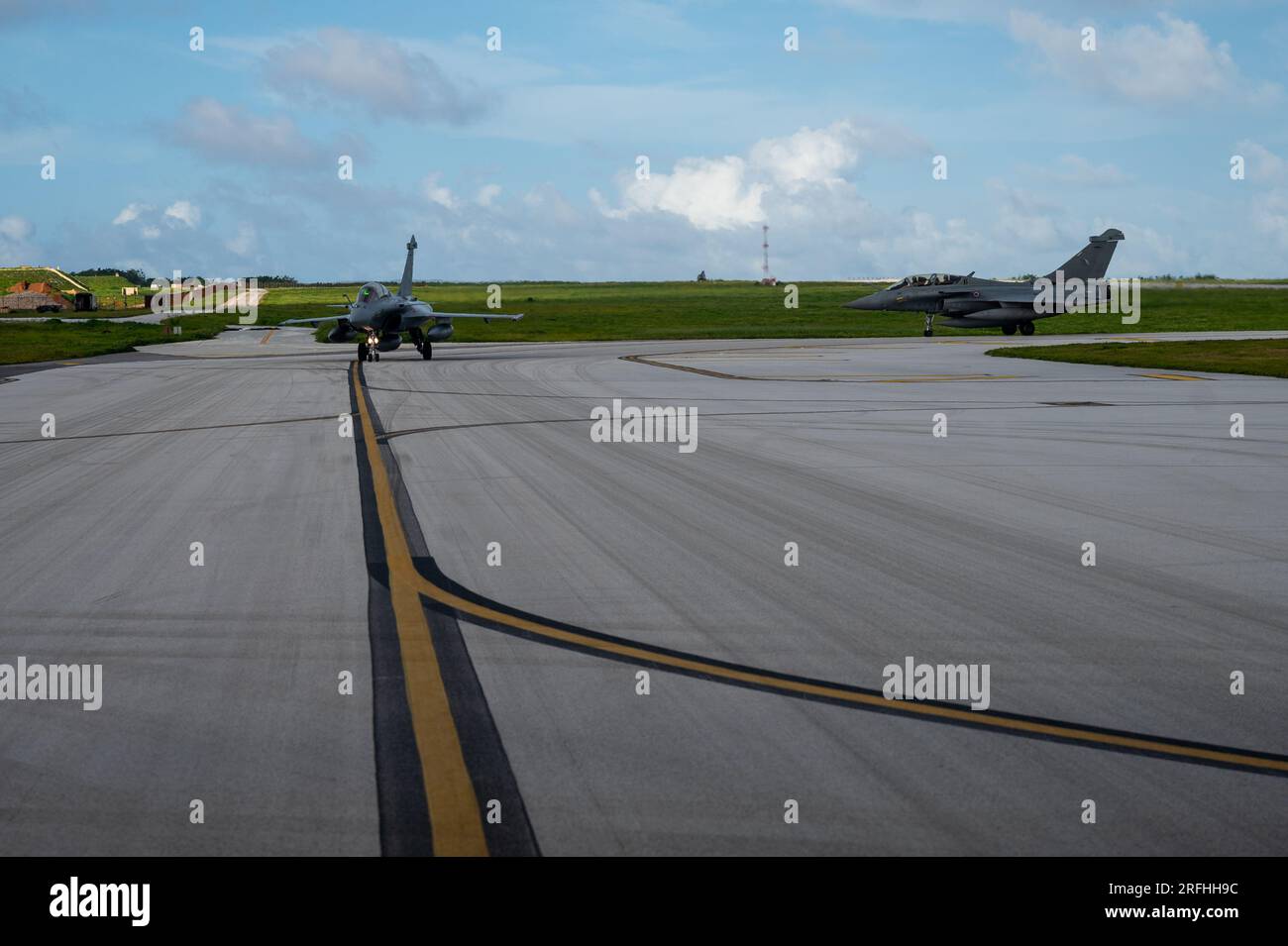 French Air Force Rafales land at Andersen Air Force Base, Guam during ...