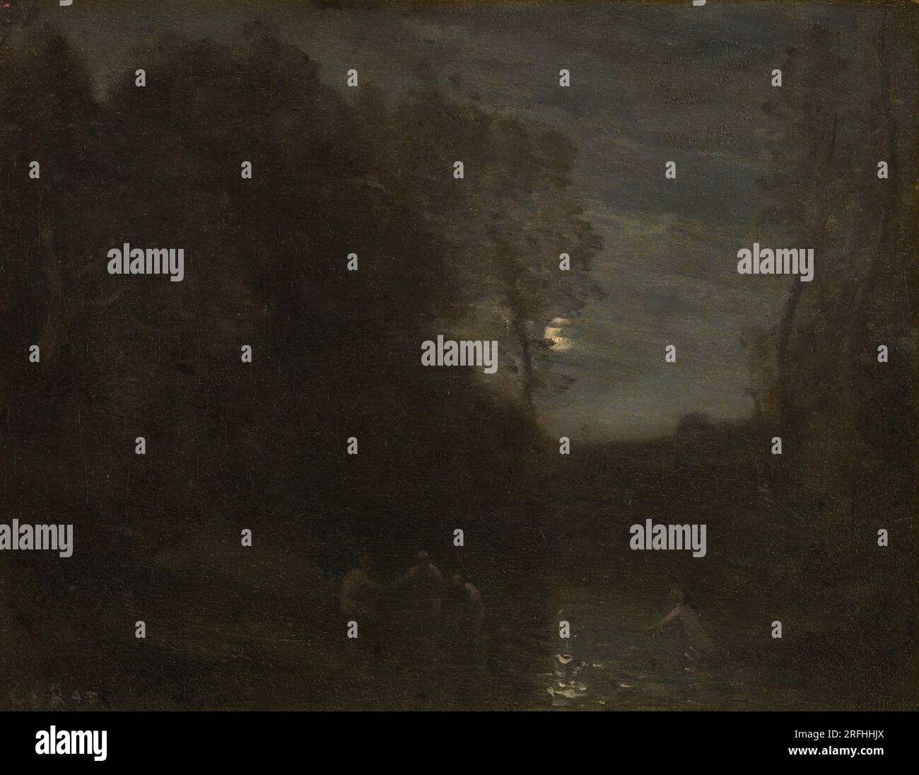 Moonlight circa 1855 by Jean-Baptiste Camille Corot Stock Photo - Alamy