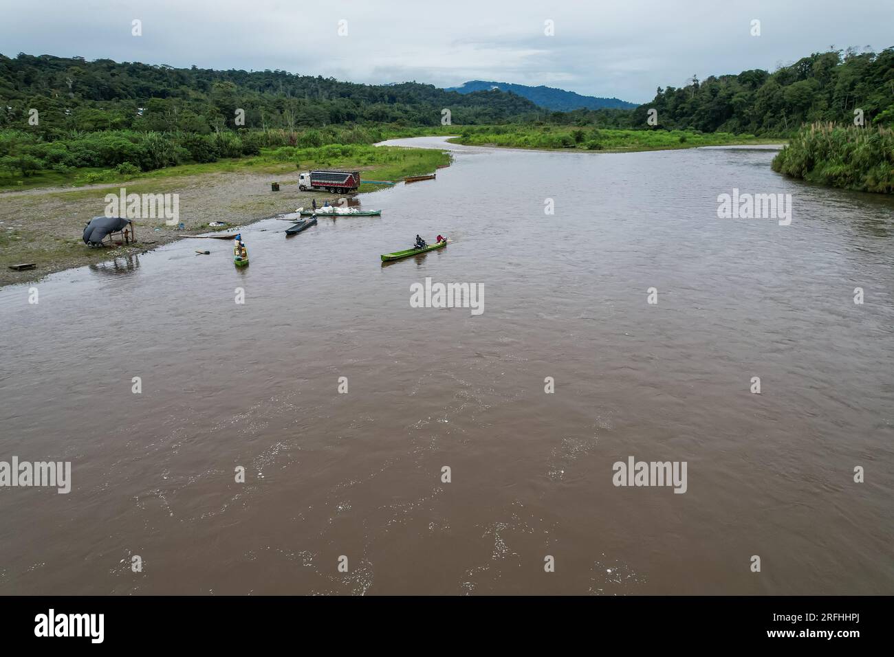 Beautiful aerial view of Bananito River in the Costa Rica Rainforest ...