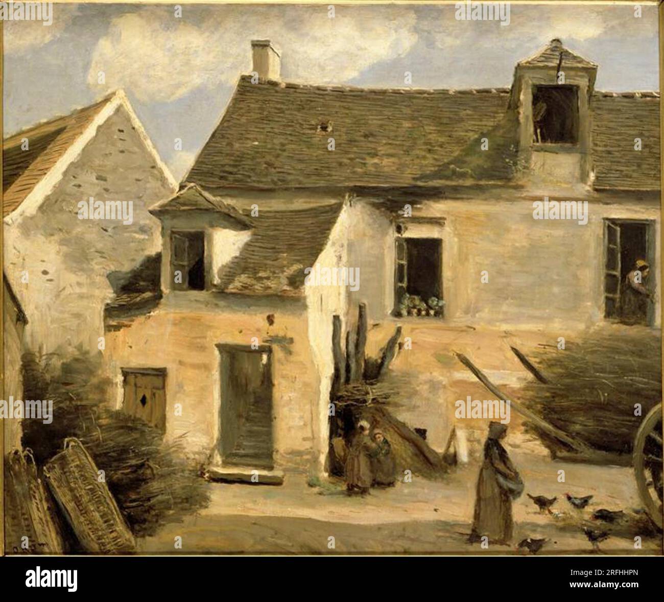 Courtyard of a house around Paris 19th century by Jean-Baptiste Camille ...