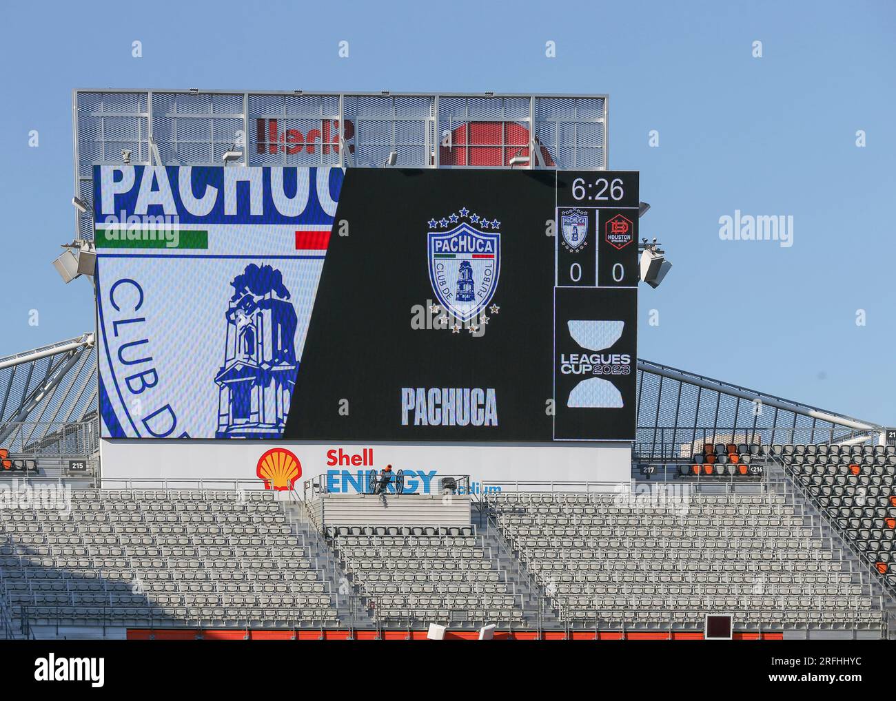 HOUSTON, TX - AUGUST 02: Signage for match displays details during the ...