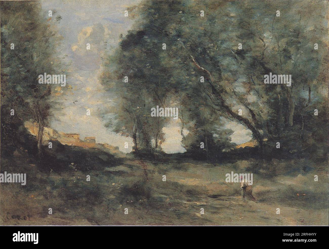 Forest landscape circa 1860 by Jean-Baptiste Camille Corot Stock Photo ...