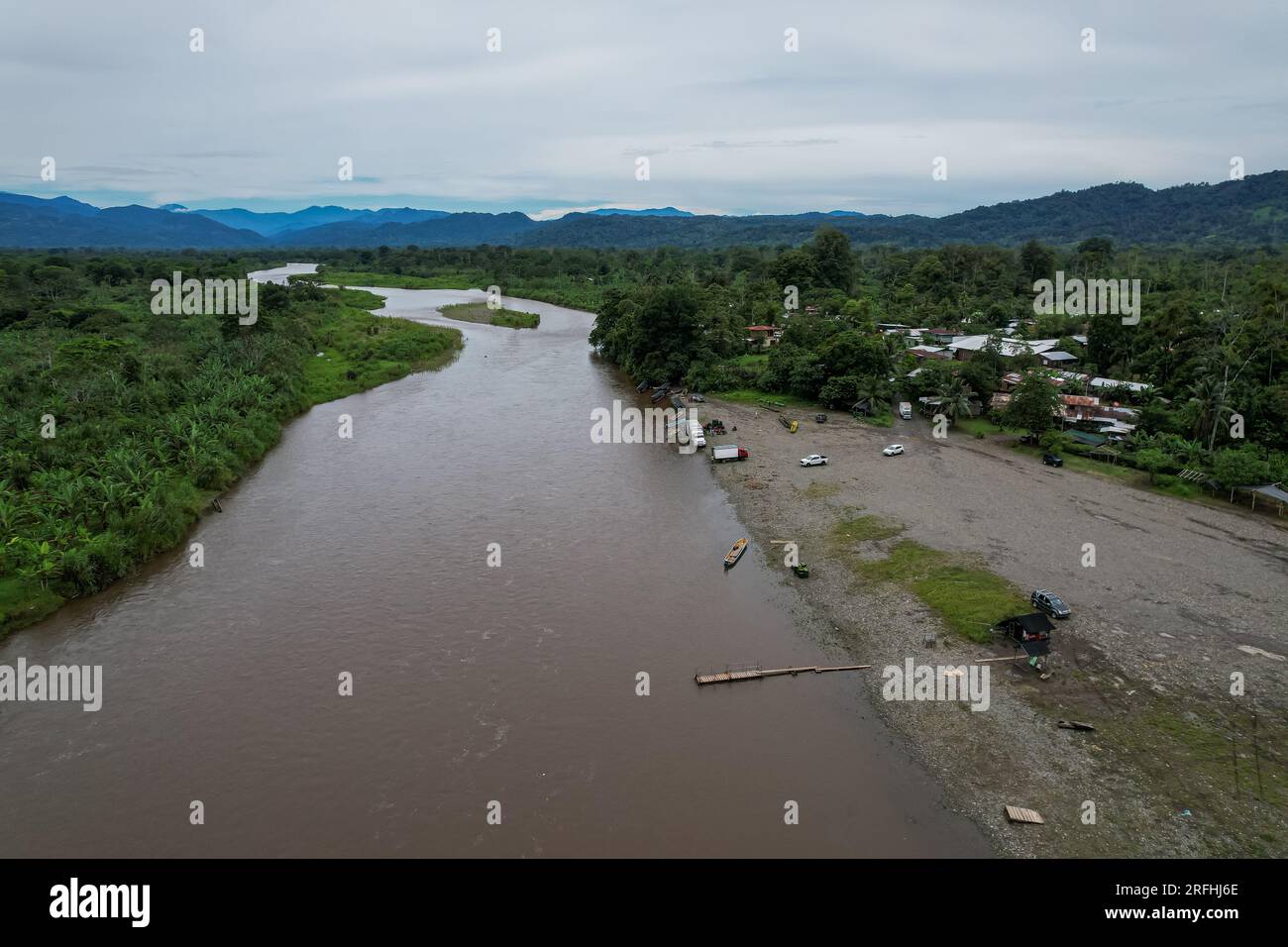 Beautiful aerial view of Bananito River in the Costa Rica Rainforest ...