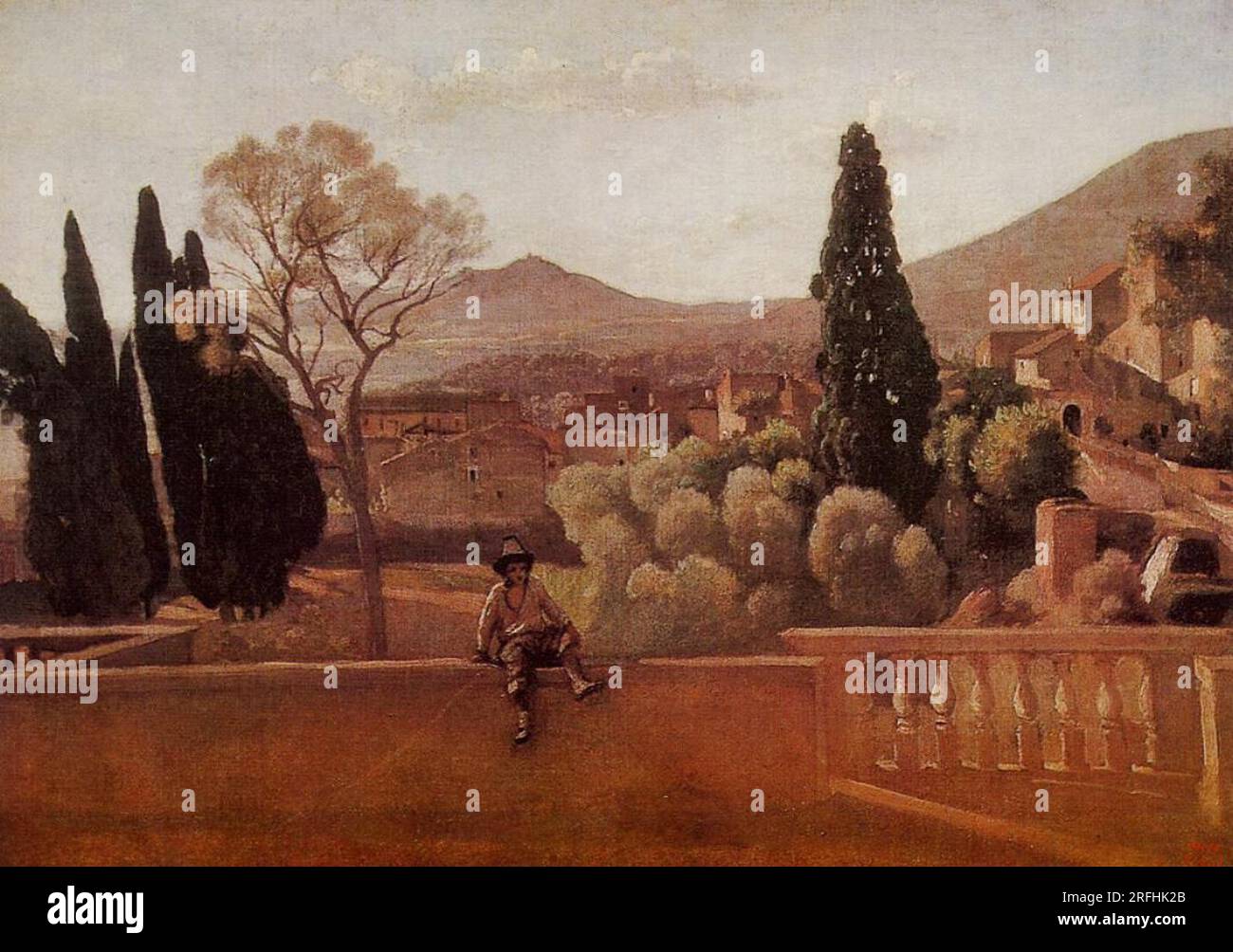 The Gardens of the Villa d'Este at Tivoli 1843 by Jean-Baptiste Camille ...