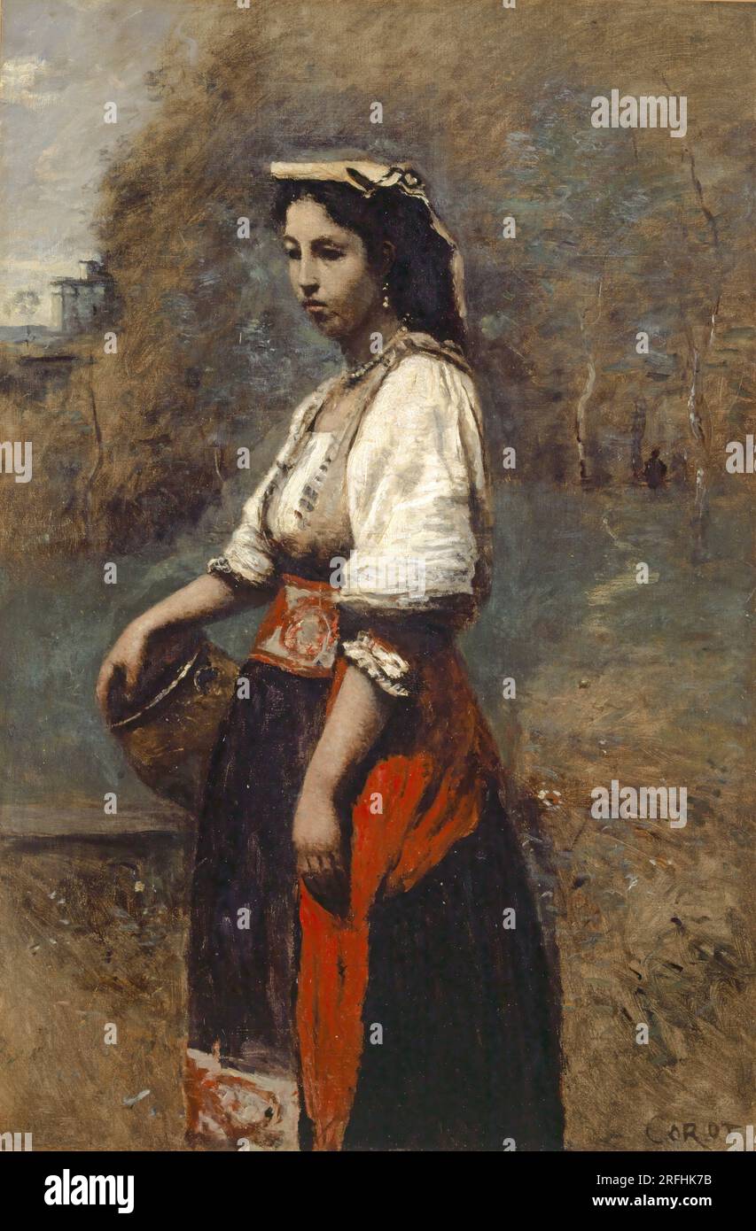 Italian woman at the fountain between 1865 and 1870 by Jean-Baptiste ...