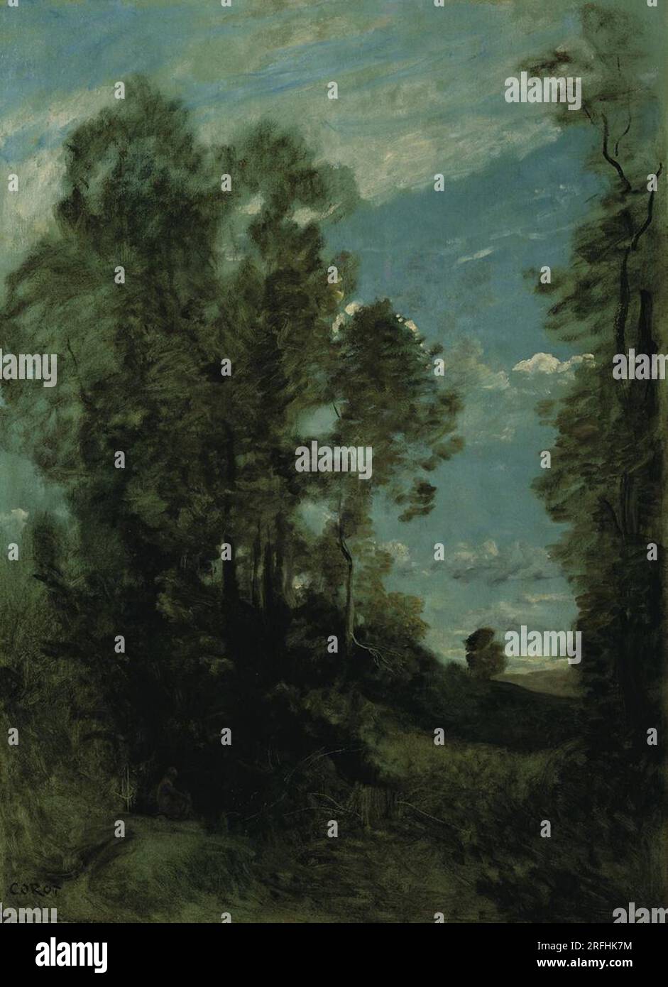 Forest landscape (morning) after 1870 by Jean-Baptiste Camille Corot ...