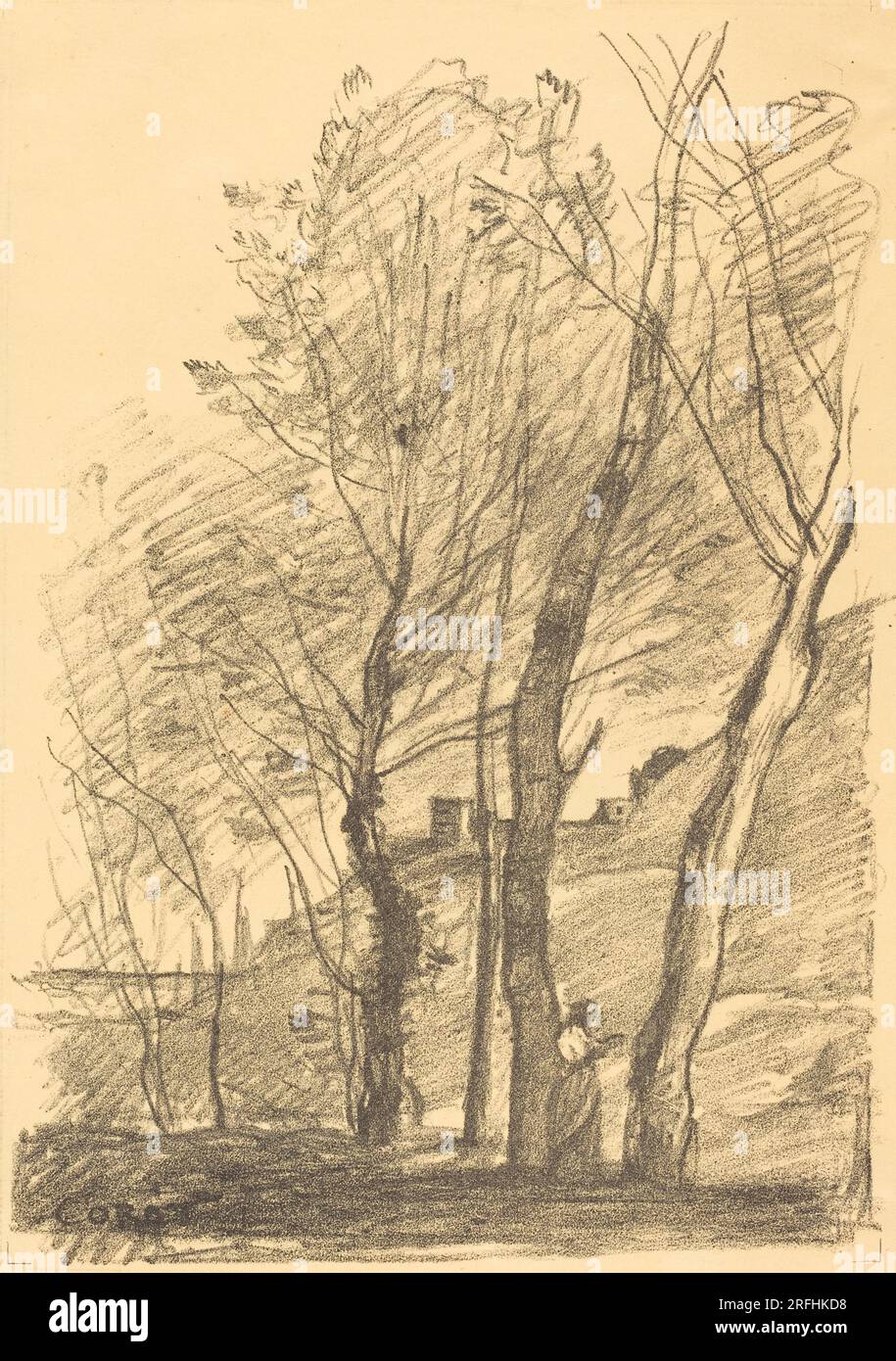 "Jean-Baptiste-Camille Corot, Reading Beneath the Trees (La Lecture ...