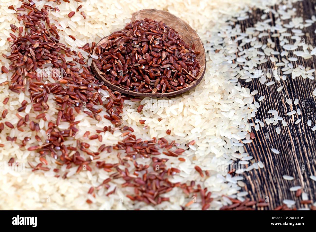 mixed rice of several types before cooking, mixed steamed rice and ...