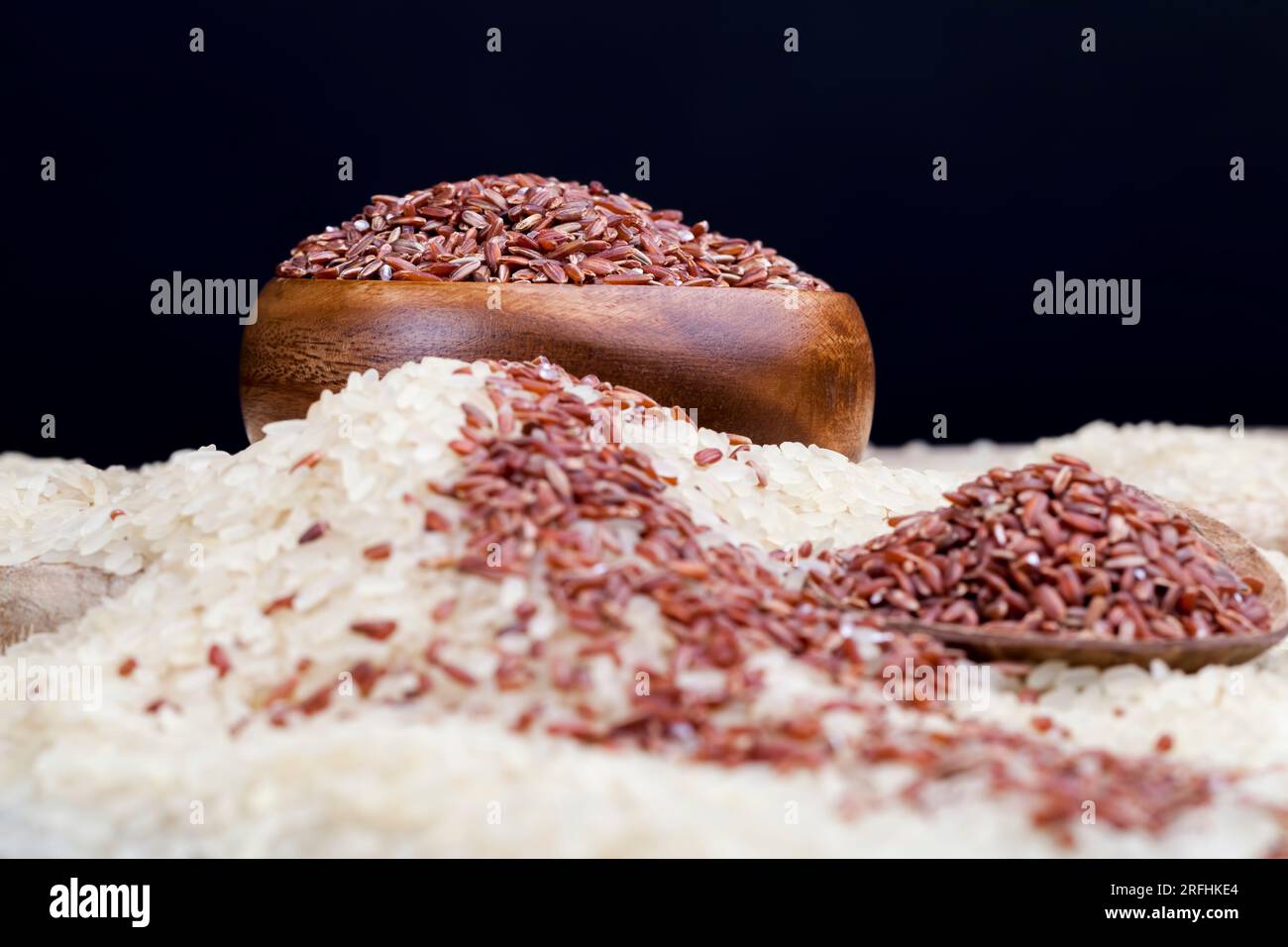 mixed rice of several types before cooking, mixed steamed rice and ...