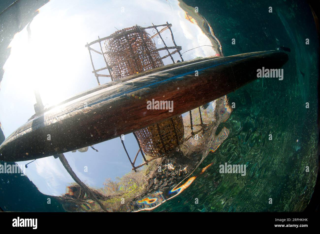 Fish basket on fishing boat, Crucifixion Point dive site, Pantar Island ...