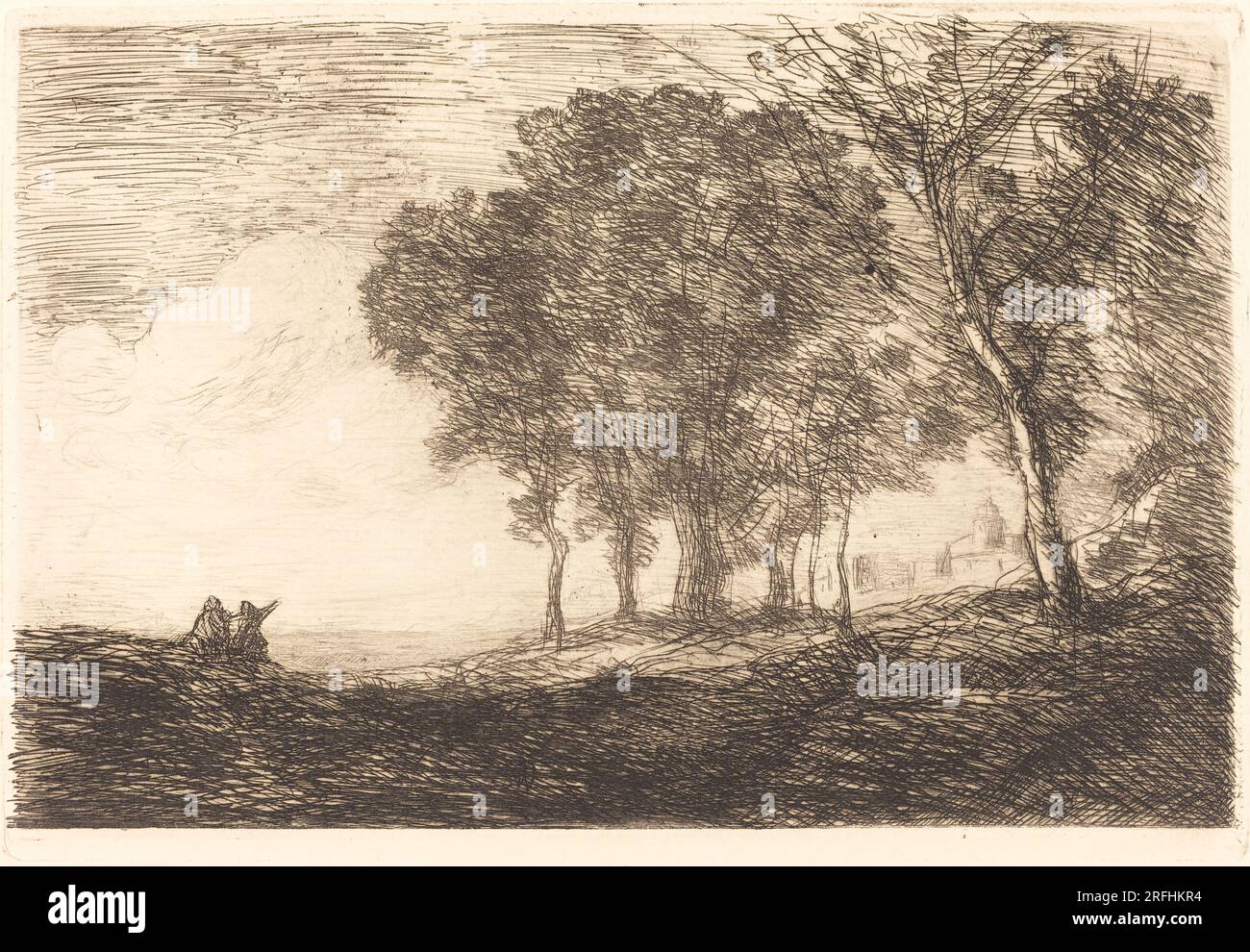 "Jean-Baptiste-Camille Corot, Italian Landscape, c. 1865, etching on ...