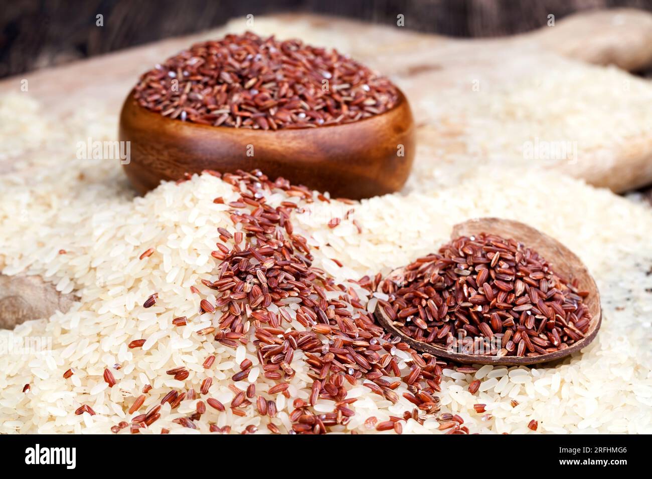 mixed rice of several types before cooking, mixed steamed rice and ...