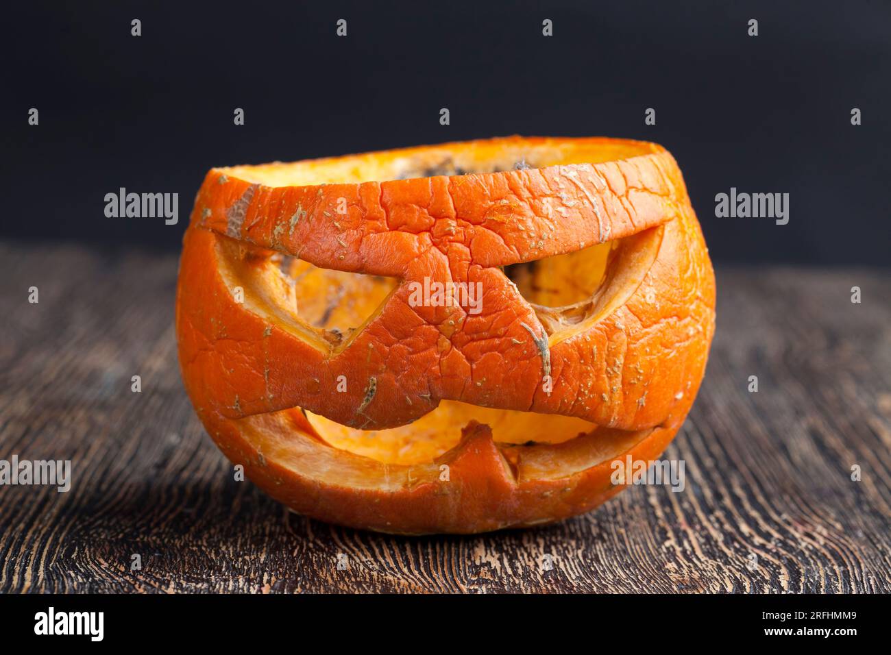 pumpkin for Halloween celebration covered with mold, scary and ugly ...