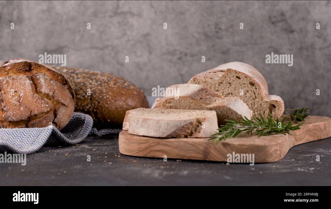 Fresh bread on kitchen counter top. Homemade bread Stock Photo - Alamy