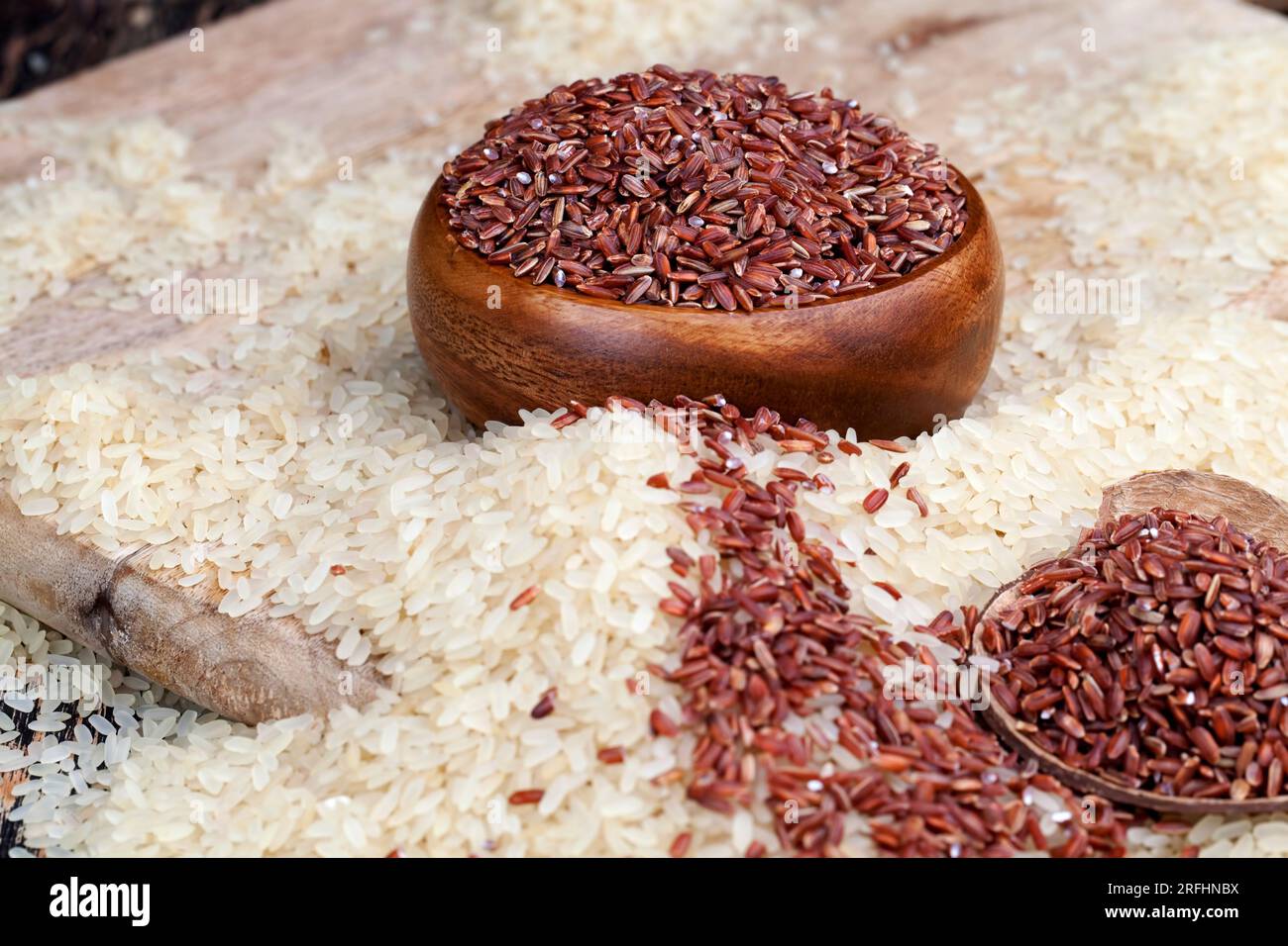 mixed rice of several types before cooking, mixed steamed rice and ...