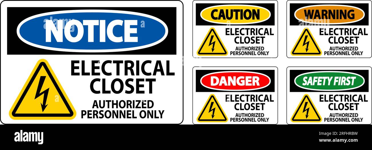 Danger Sign Electrical Closet - Authorized Personnel Only Stock Vector ...