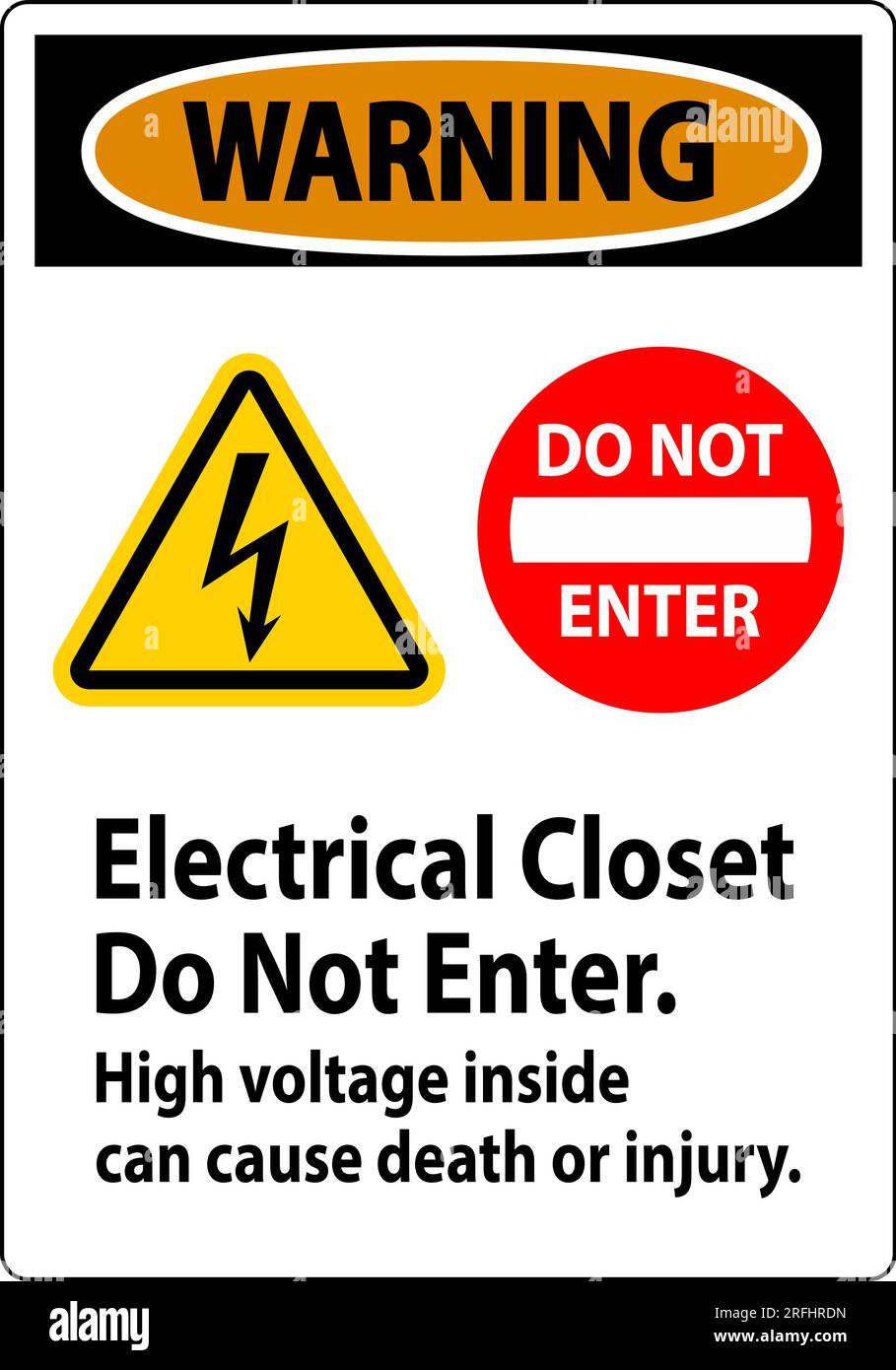 Warning Sign Electrical Closet - Do Not Enter. High Voltage Inside Can ...