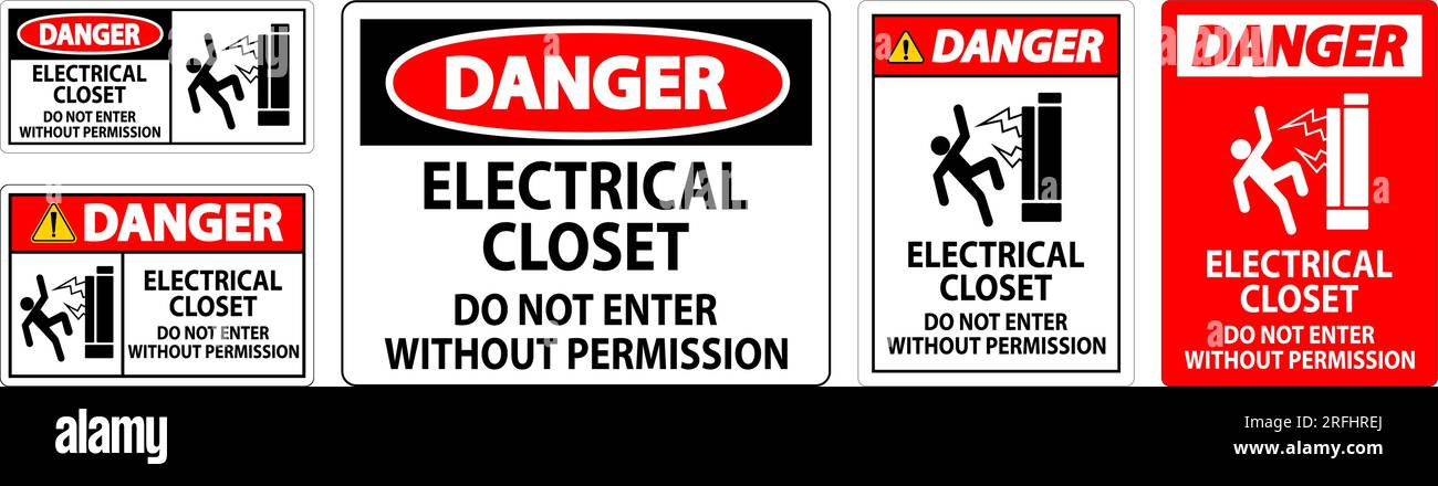Danger Sign Electrical Closet - Do Not Enter Without Permission Stock ...