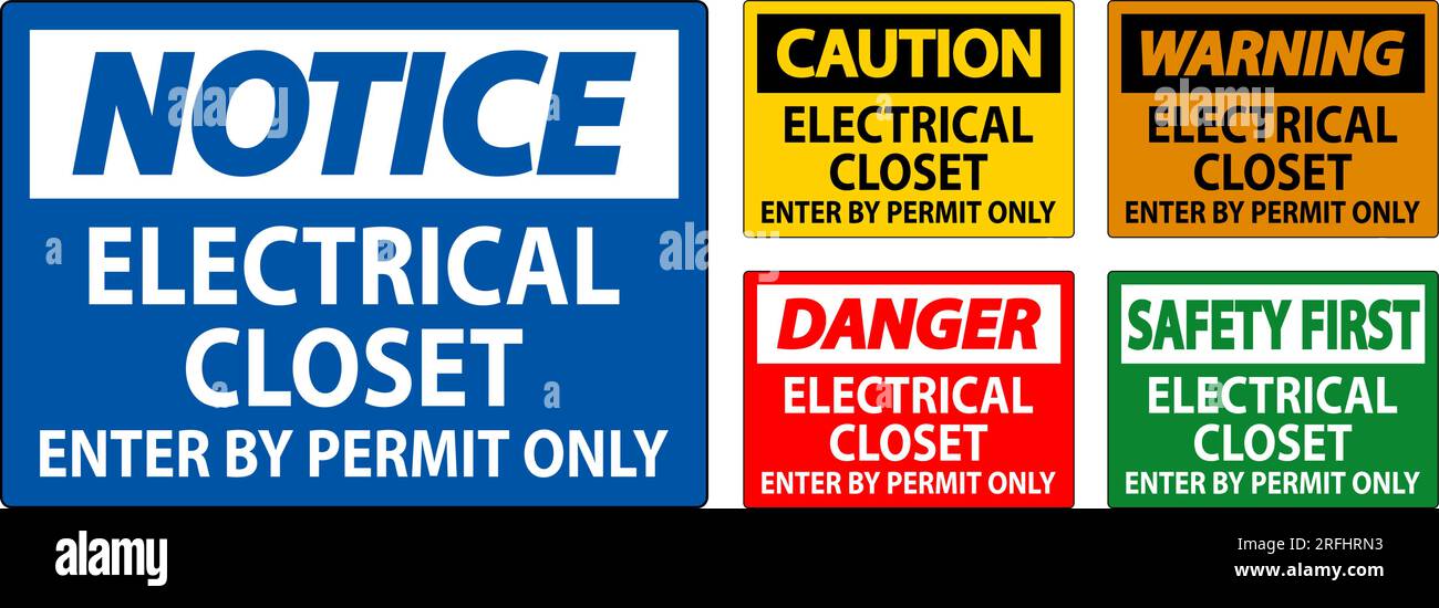 Danger Sign Electrical Closet - Enter By Permit Only Stock Vector Image ...