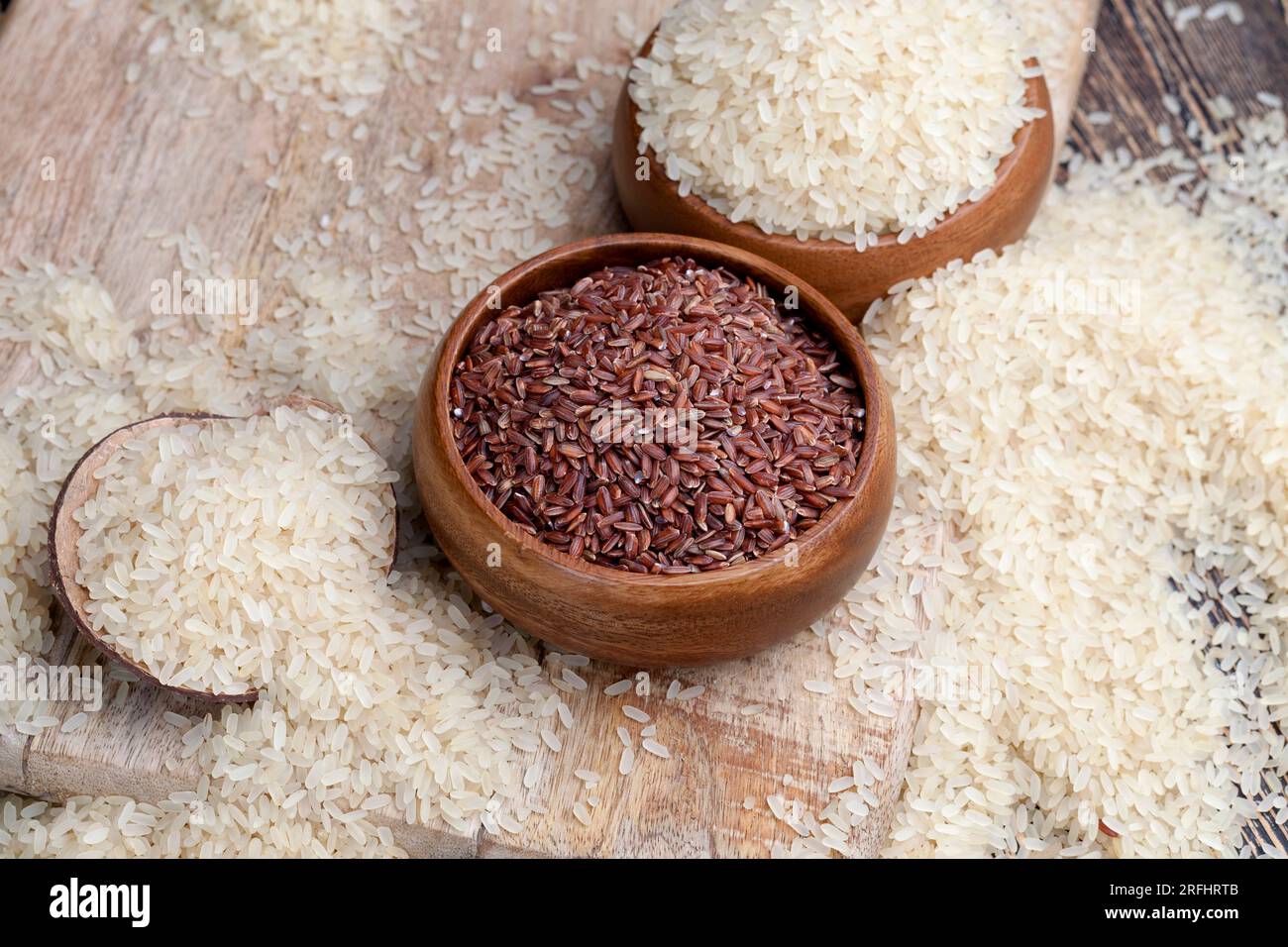 mixed rice of several types before cooking, mixed steamed rice and ...