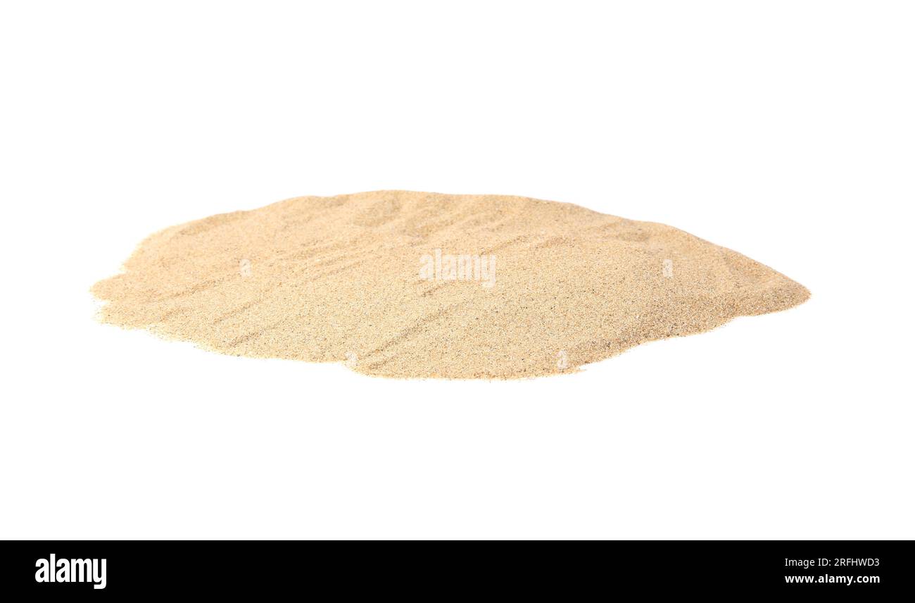 Pile of dry beach sand isolated on white Stock Photo - Alamy