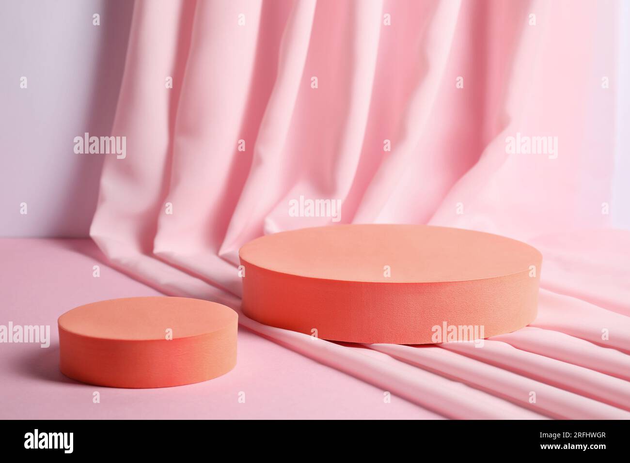 Round stands on light table. Stylish presentation for product Stock ...