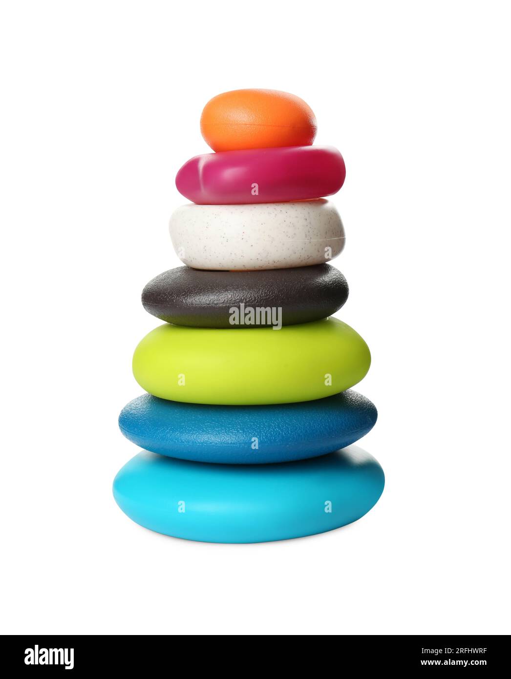 Colorful toy pyramid for children isolated on white Stock Photo - Alamy