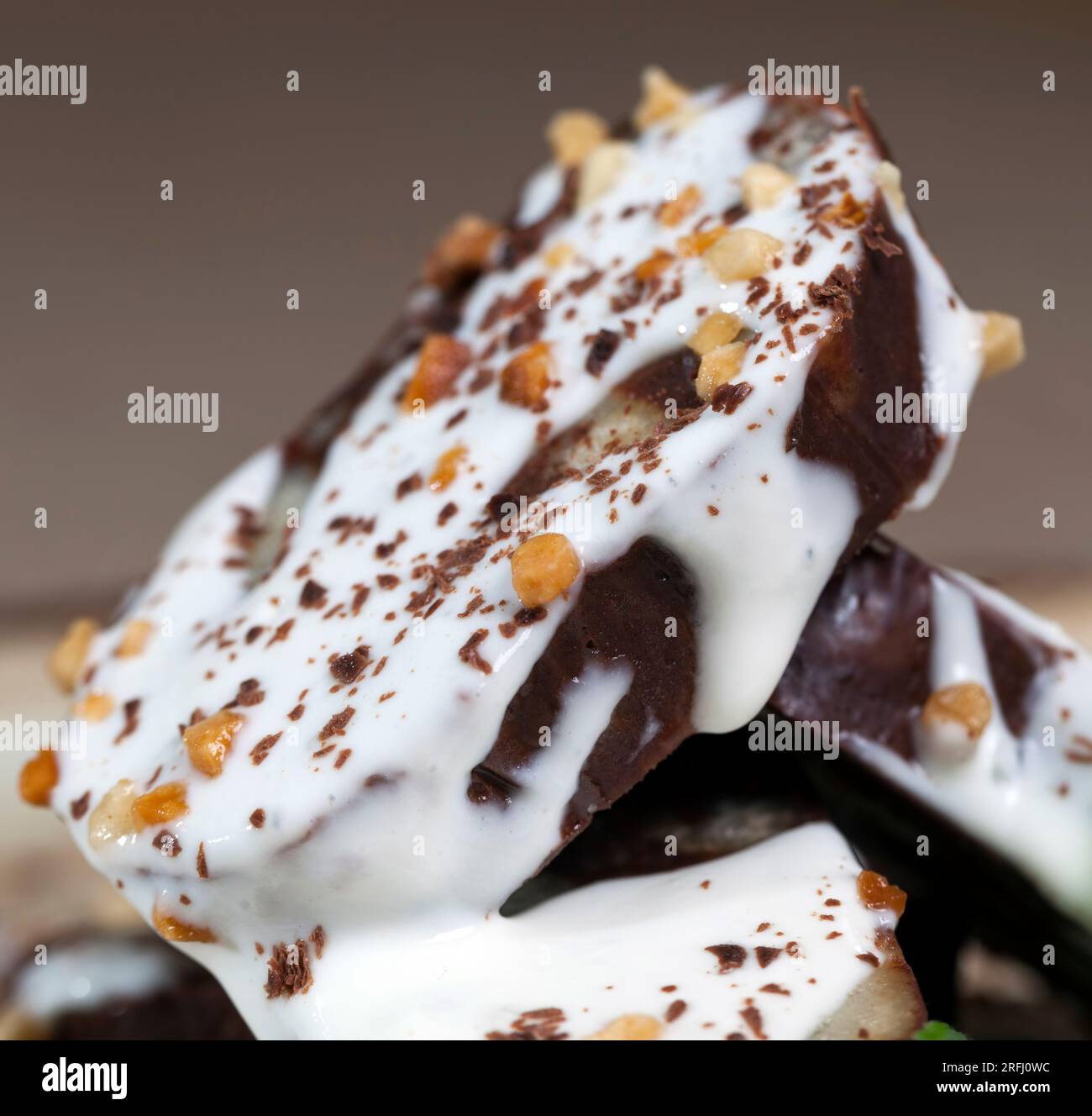 chocolate cake with white and dark chocolate, sprinkled with crushed ...