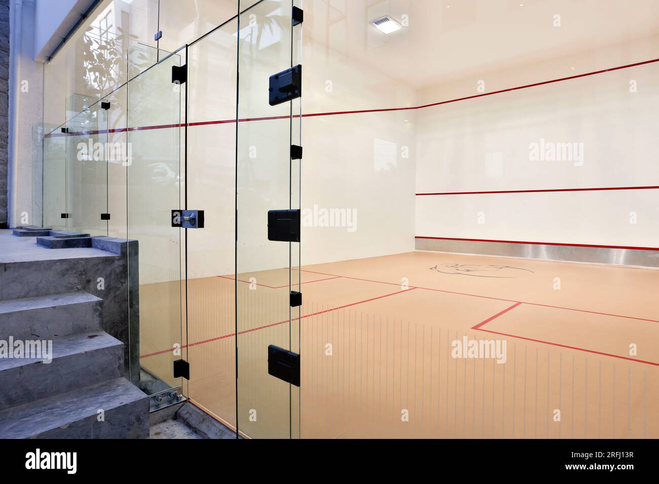 Phuket, Thailand -December 14, 2013: Interior of an empty squash court ...
