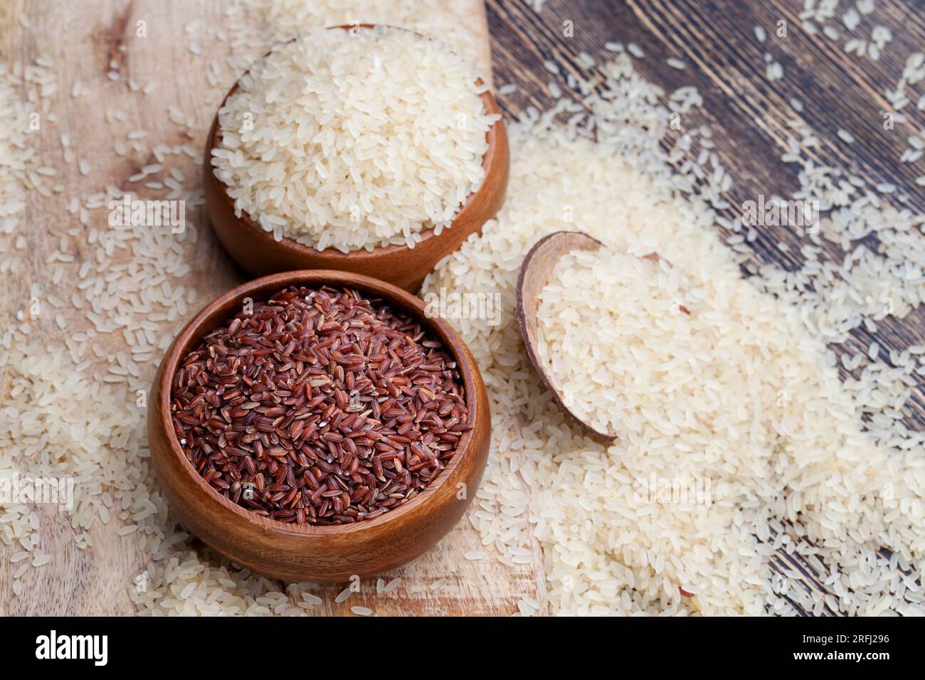 mixed rice of several types before cooking, mixed steamed rice and ...