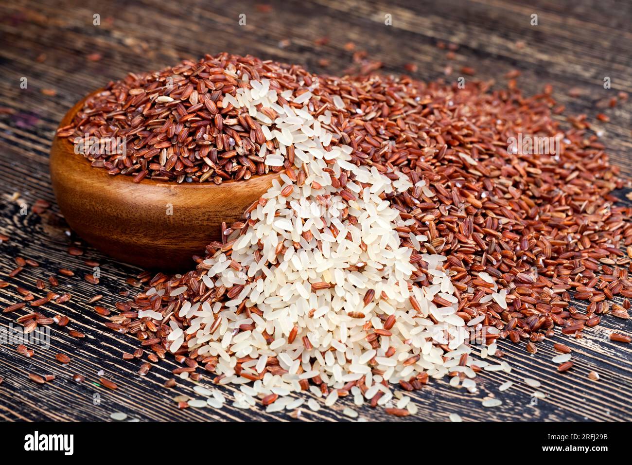 mixed rice of several types before cooking, mixed steamed rice and ...