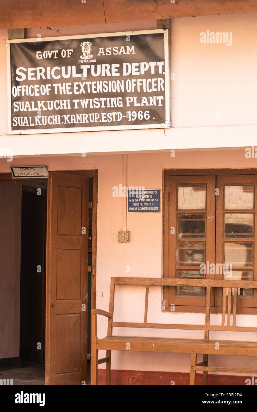Signs ousside the Govt of Assam Sericulture department office of the ...