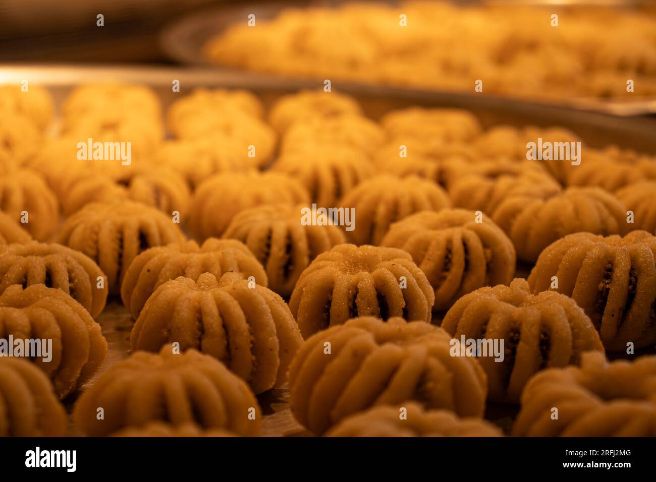 Process of making arabic cookies and kahk for islamic eid after ramadan ...