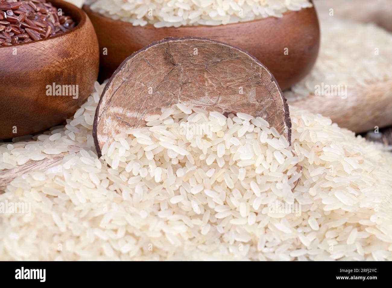 mixed rice of several types before cooking, mixed steamed rice and ...